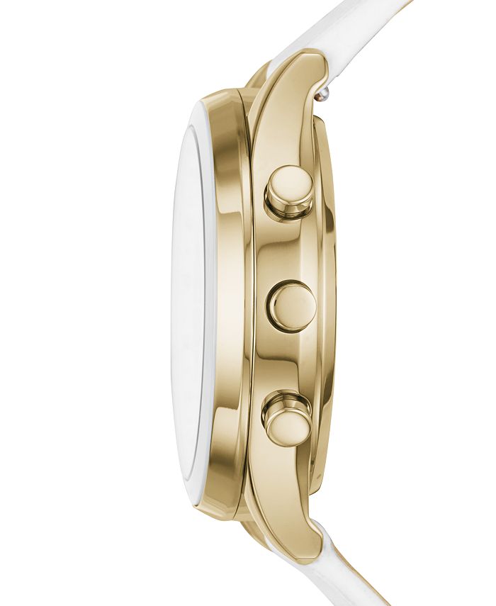 DKNY Women's Minute Woodhaven White Leather Strap Hybrid Smart Watch ...