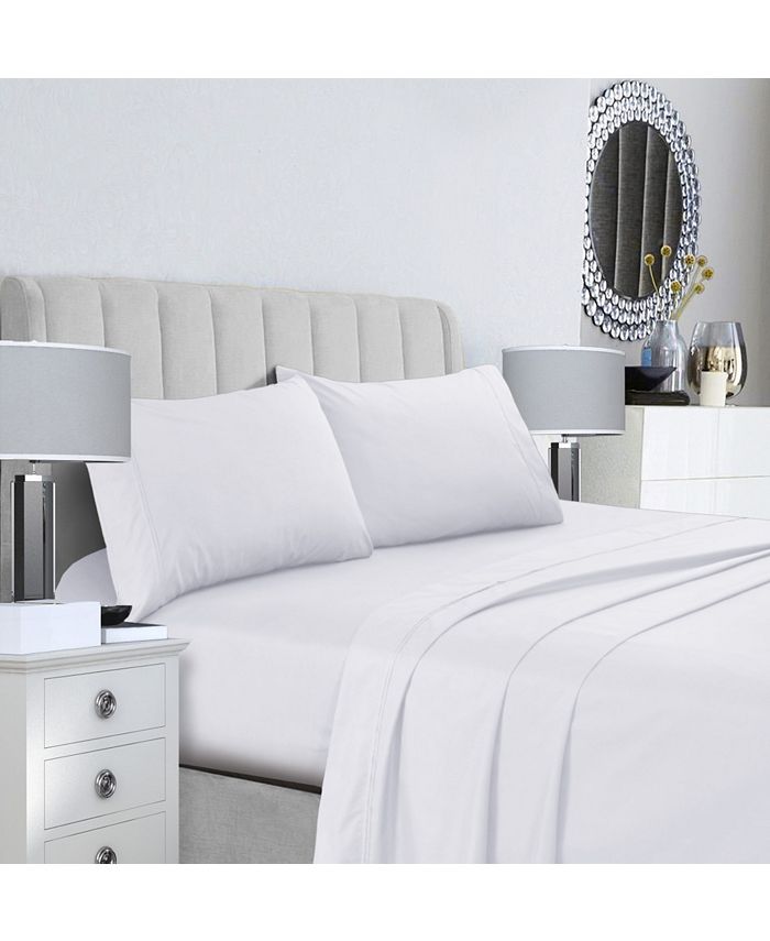 Tribeca Living 400 Thread Count Cotton Percale Extra Deep Pocket Full ...