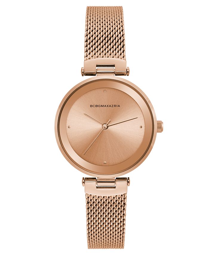 BCBGMAXAZRIA Ladies Rose Gold Tone Mesh Bracelet Watch with Rose Gold ...
