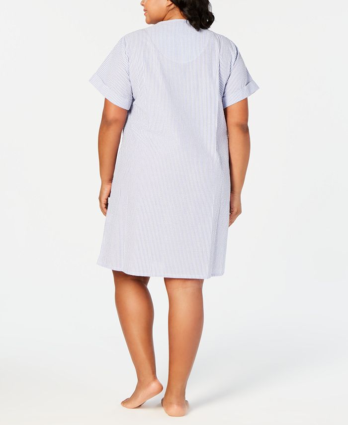 Miss Elaine Plus Size Seersucker Snap Robe - Macy's