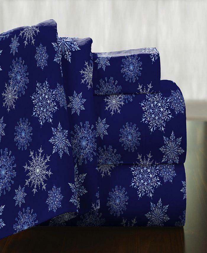 Pointehaven Snowflake Superior Weight Cotton Flannel Sheet Set, Twin ...