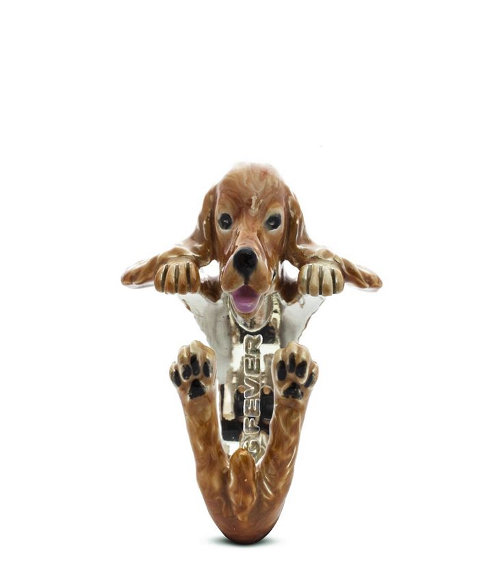 Dog Fever Cocker Spaniel Hug Ring in Sterling Silver and Enamel - Macy's
