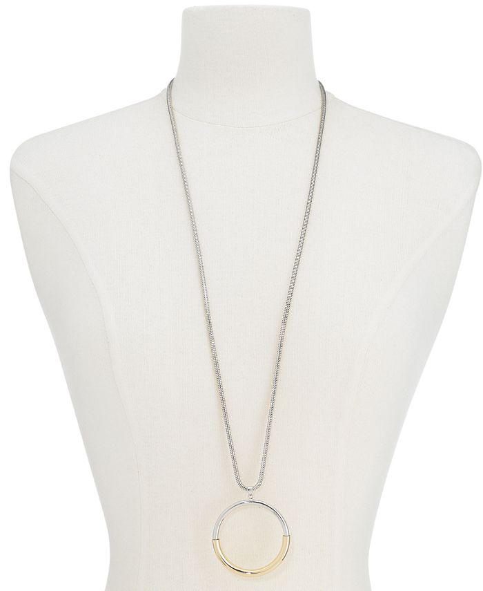 Alfani Two-Tone Colorblock Circle 36" Pendant Necklace, Created for ...