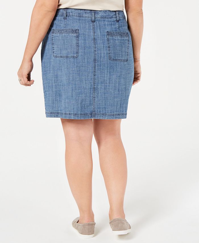 Karen Scott Plus Size Spring-Border Jean Skorts, Created for Macy's ...