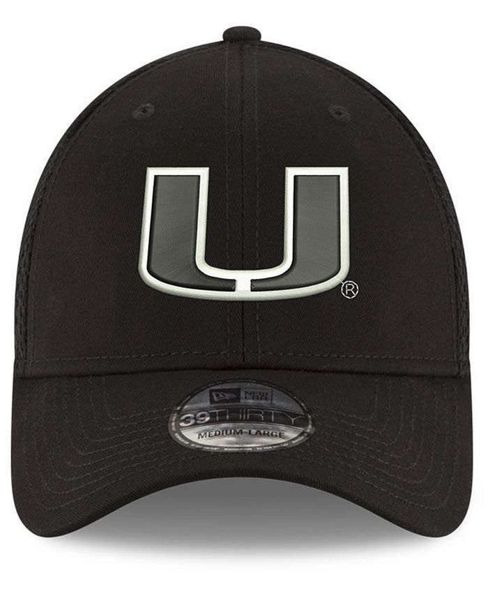 New Era Miami Hurricanes Black White Neo 39THIRTY Cap - Macy's