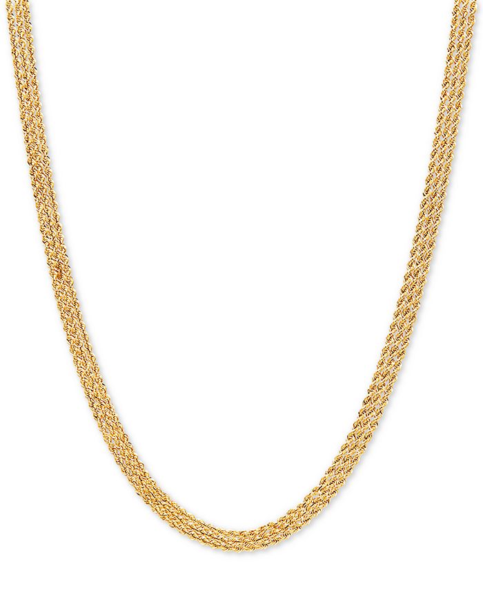 Macy's Diamond Accent Triple Rope 17" Chain Necklace in 14k Gold - Macy's