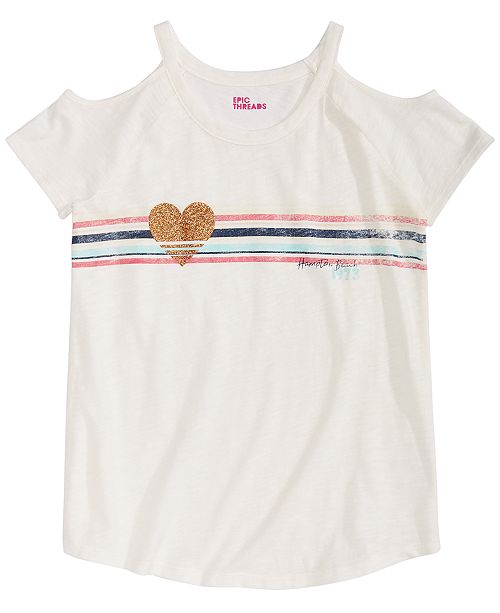 Epic Threads Big Girls Cold Shoulder Graphic Print T Shirt Created For