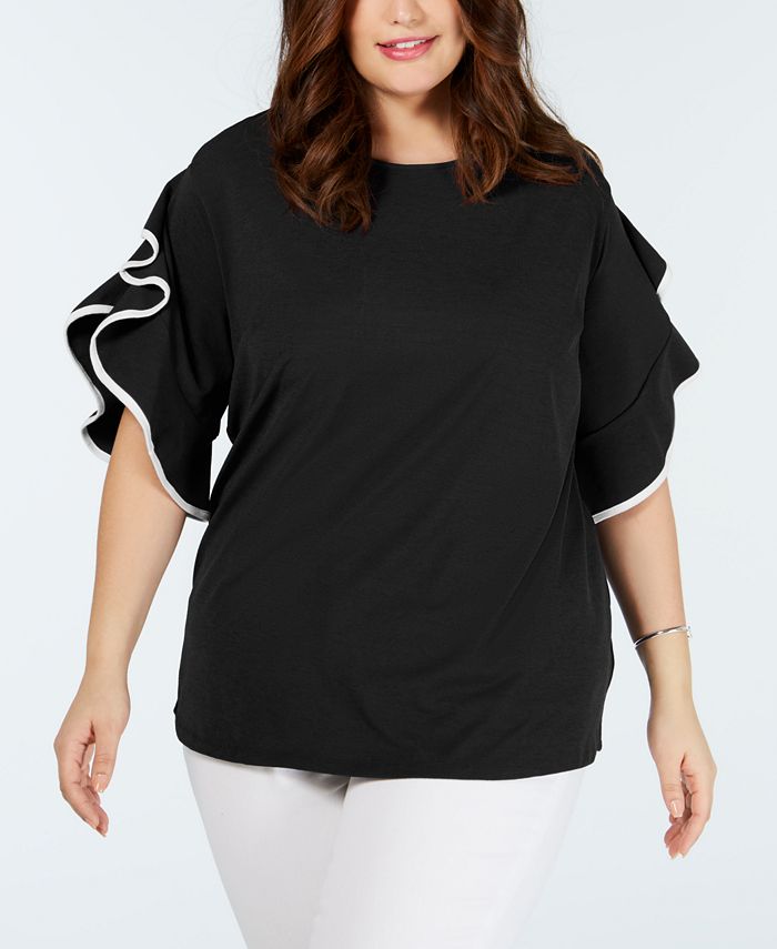 John Paul Richard Plus Size Ruffle-Sleeve Top - Macy's