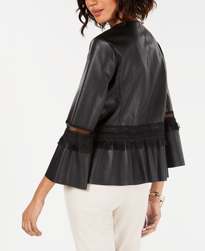 Alfani Lace-Inset Faux-Leather Jacket, Created for Macy's - Macy's