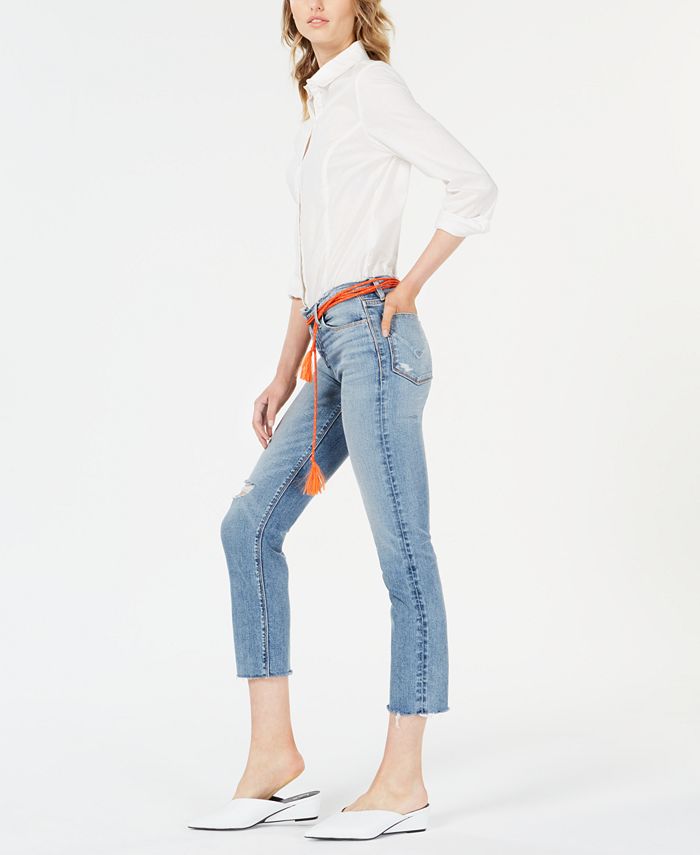 Hudson Jeans Barbara Belted Cropped Jeans - Macy's