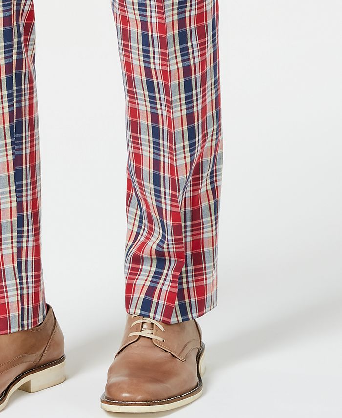 Lauren Ralph Lauren Men's Classic-Fit Red Plaid Madras Dress Pants - Macy's