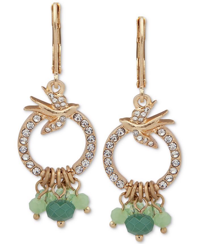 lonna & lilly Gold-Tone Pavé Circle & Colored Bead Drop Earrings - Macy's