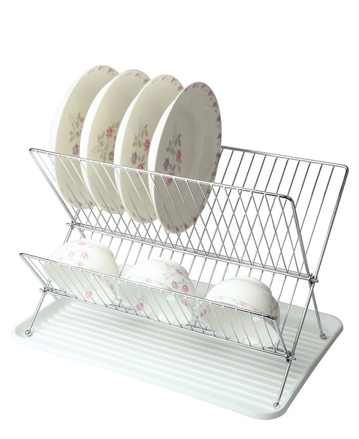 MegaChef Wire Dish Rack with Plastic Tray - White - Macy's