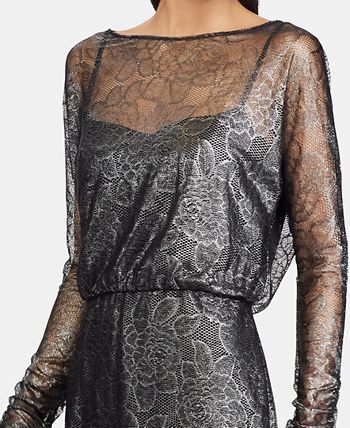 American Living Metallic Floral-Lace Dress - Macy's