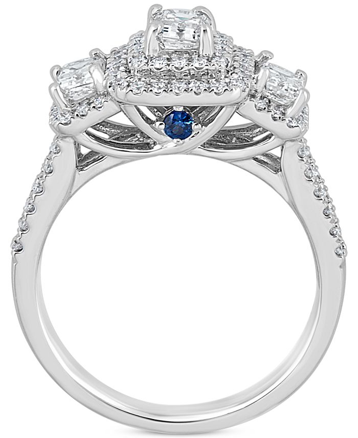 Macy's Diamond (1-1/3 ct. t.w.) Three-Stone Bridal Ring in 14k White ...