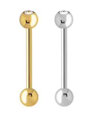 Bodifine Stainless Steel Set of 2 Colors Crystal Tongue Bars - Macy's