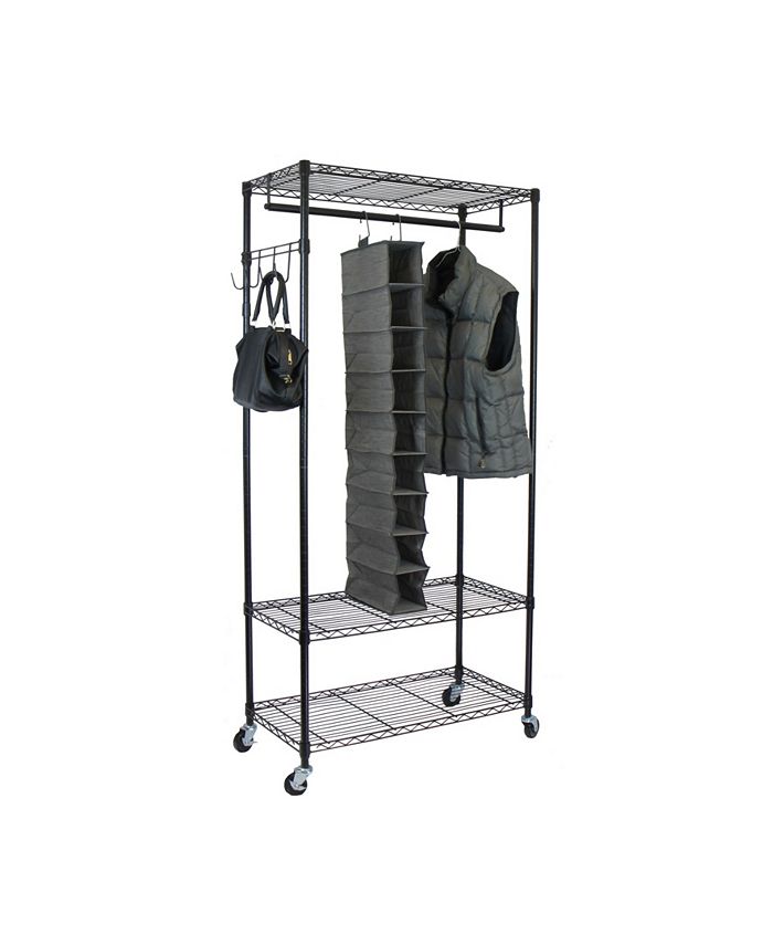 Oceanstar Garment Rack with Adjustable Shelves with Hooks - Macy's
