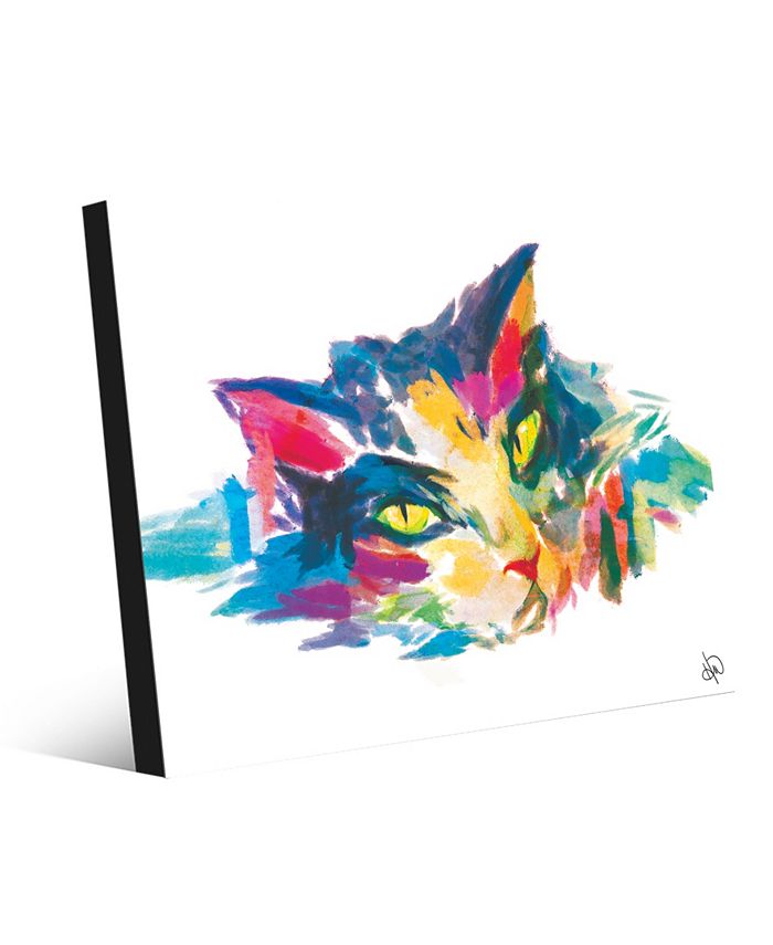 Creative Gallery Colorful Watercolor Cat Portrait in Cobalt 24" x 36 ...