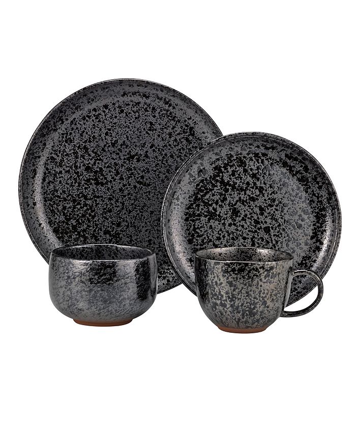 Over and Back Noir 16 Piece Dinnerware Set - Macy's