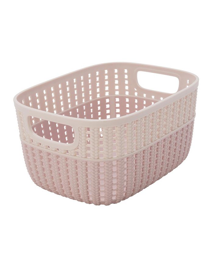 Simplify 2-Tone Decorative Small Storage Basket in Blush - Macy's