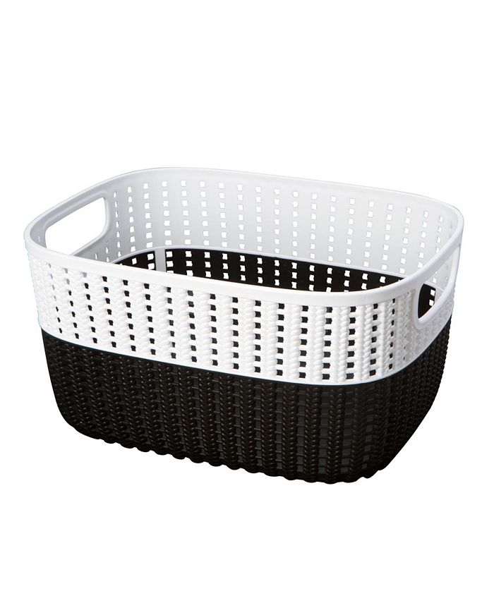 Simplify 2-Tone Decorative Medium Storage Basket in Black - Macy's