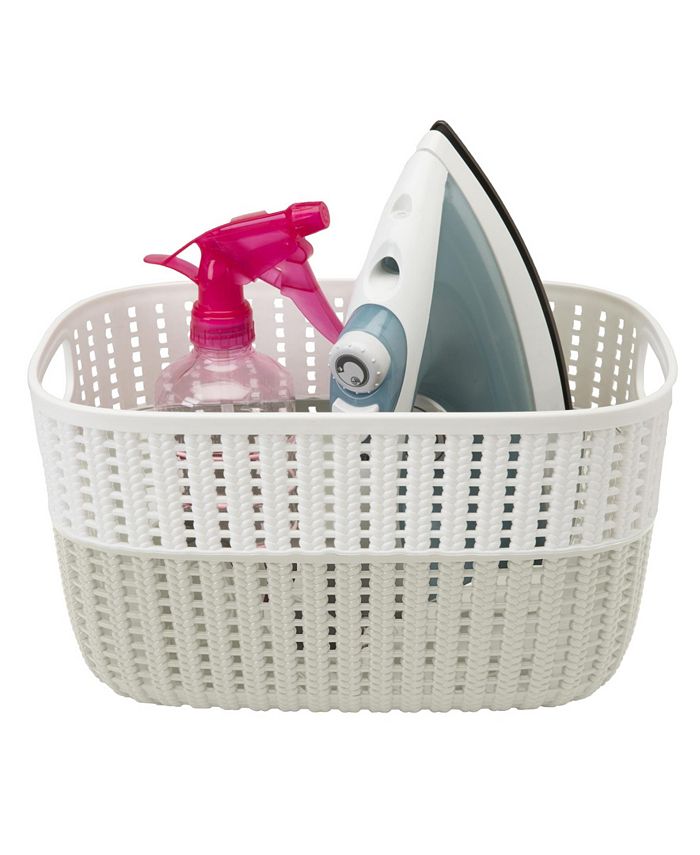 Simplify 2 Pack 2-Tone Decorative Small Storage Basket in Heather Gray ...