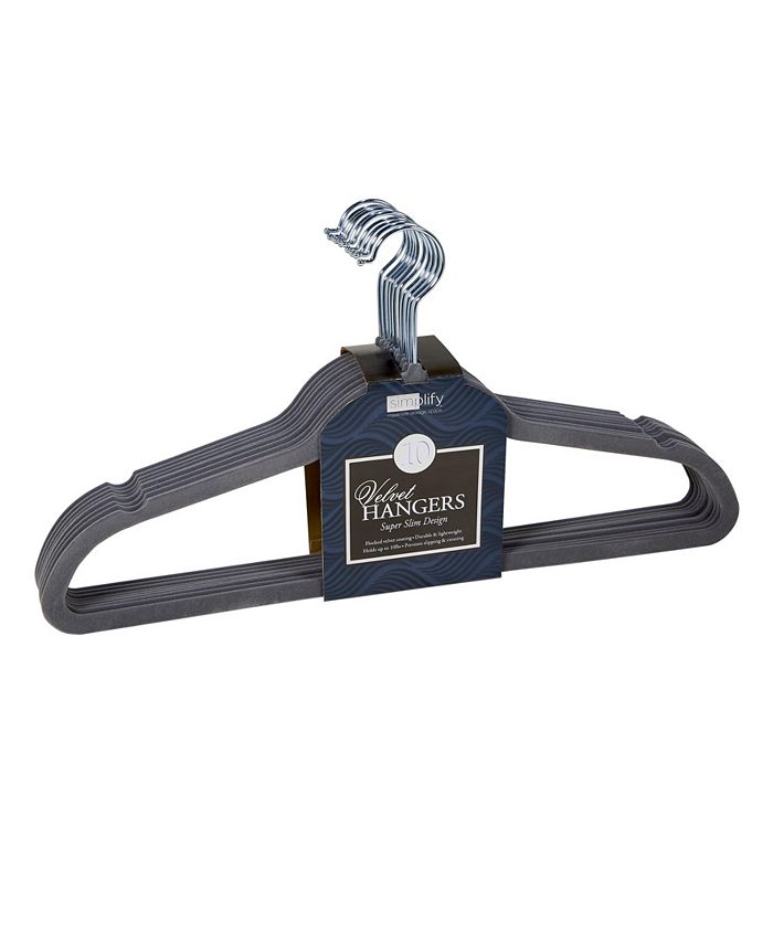 Simplify 10 Super Slim Velvet Huggable Hangers in Gray - Macy's