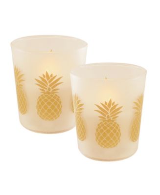 Lumabase Set of 2 Gold Pineapple Flickering LED Candles - Macy's