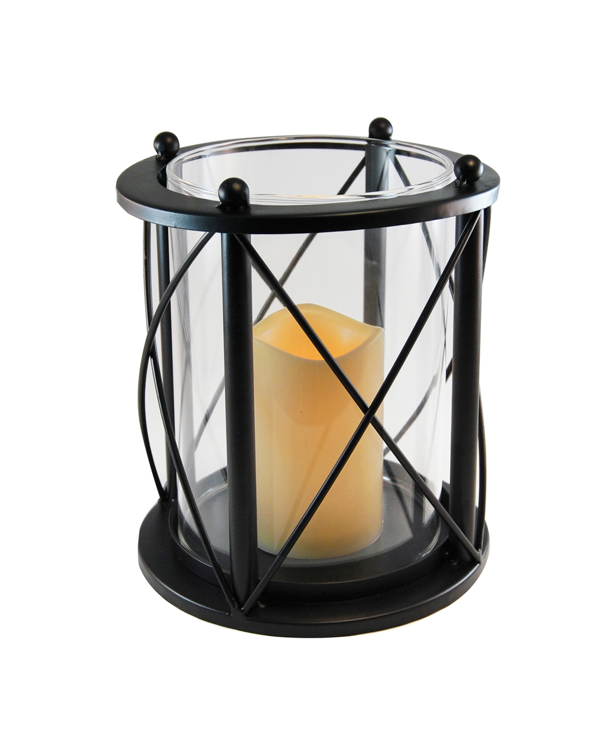 Click here for Lumabase Black Round Criss Cross Metal Lantern wit... prices