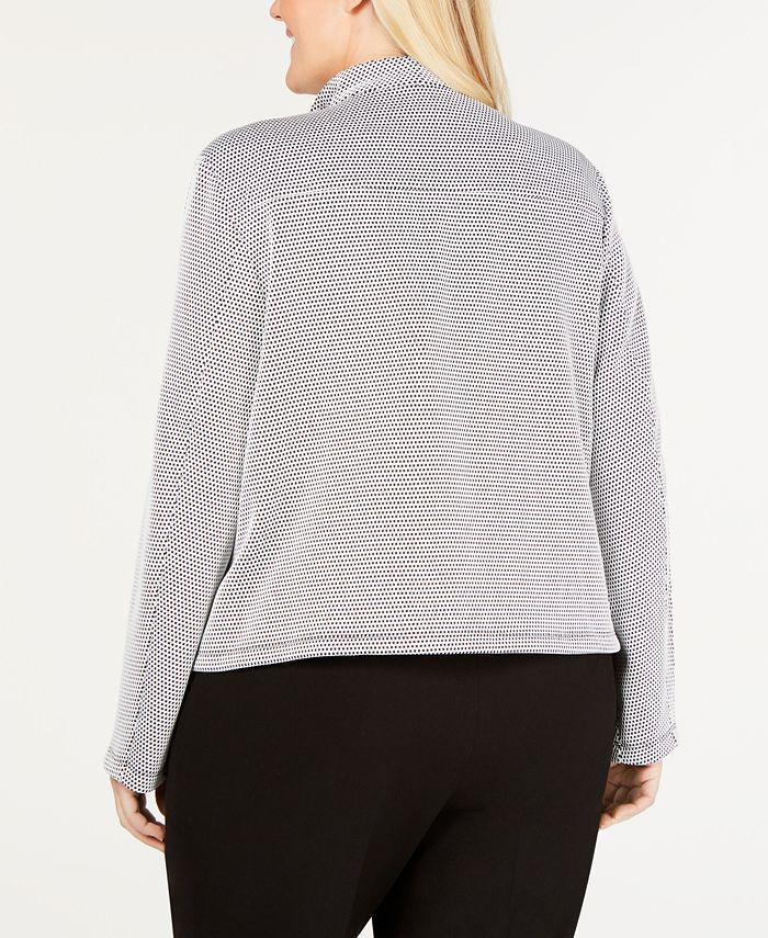 Calvin Klein Plus Size Jacquard Flyaway Jacket - Macy's