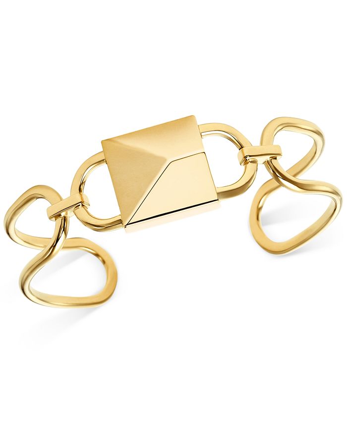 Michael Kors Gold-Tone Sterling Silver Padlock Cuff Bracelet - Macy's