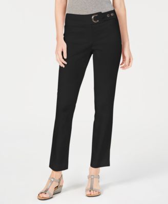 JM Collection Petite Tummy-Control Straight-Leg Pants, Created for Macy ...