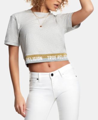 True Religion Cotton Cropped Graphic Top - Macy's