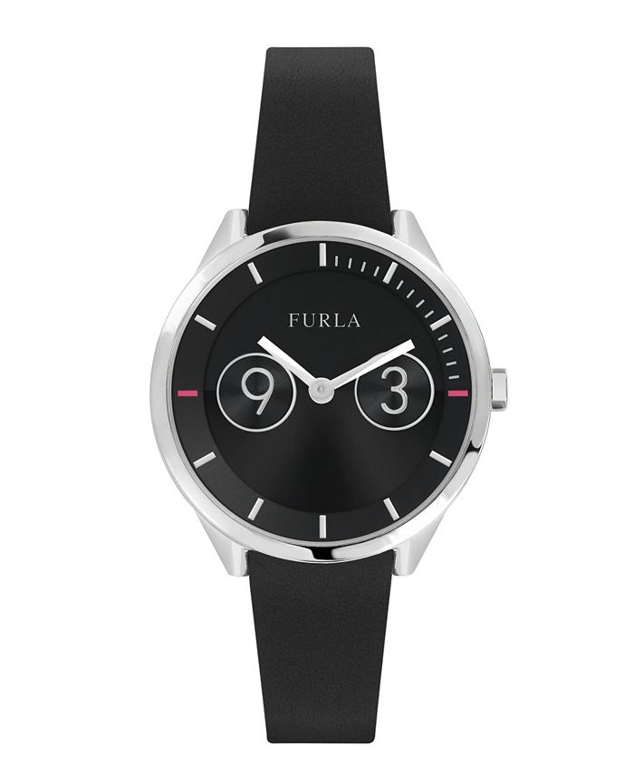 Furla Women's Metropolis Black Dial Calfskin Leather Watch - Macy's