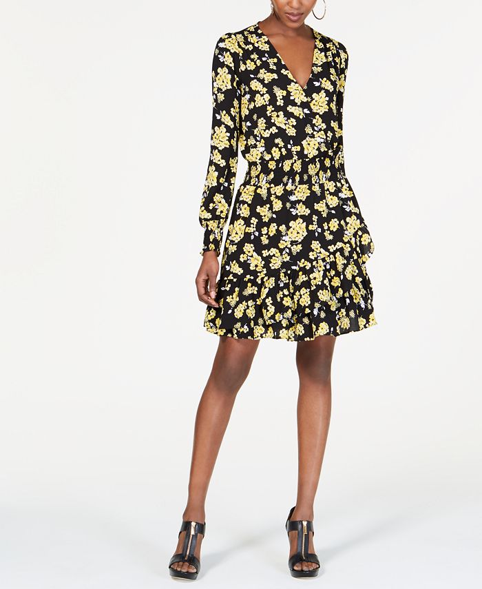 Michael Kors Smocked Surplice Dress - Macy's