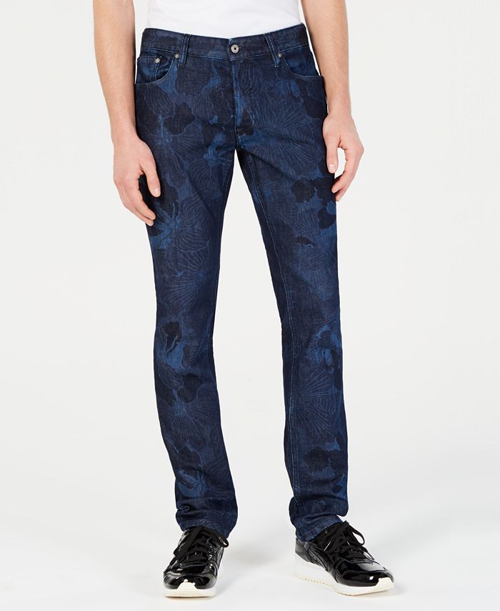 Just Cavalli Men's Slim-Fit Palm-Leaf Jeans - Macy's