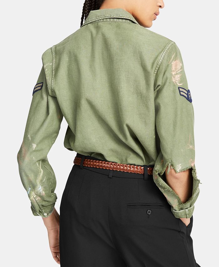 Polo Ralph Lauren Painted Patchwork Cotton Shirt - Macy's