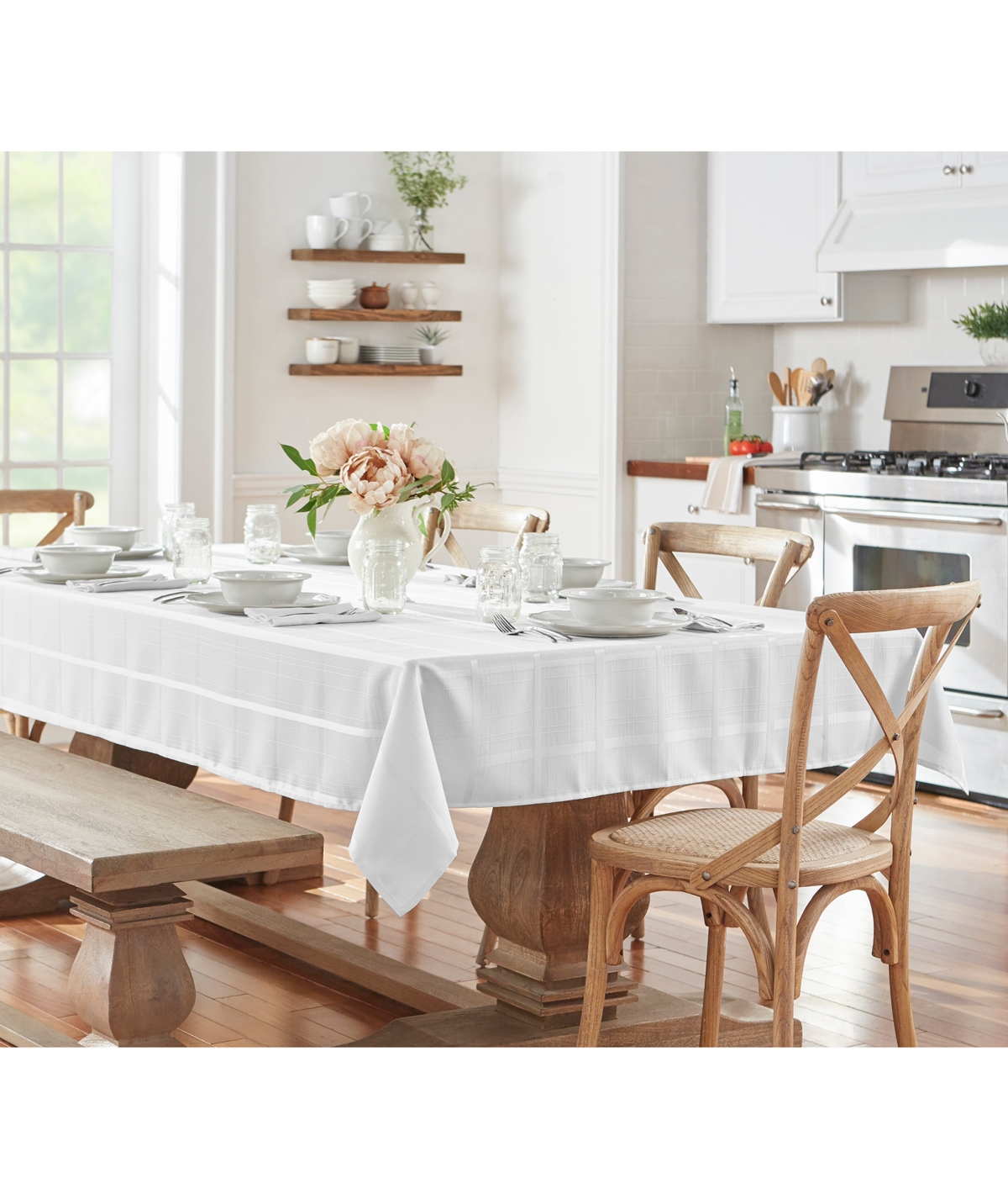 Click here for Elrene Elegance Plaid 52 X 52 Tablecloth - White prices