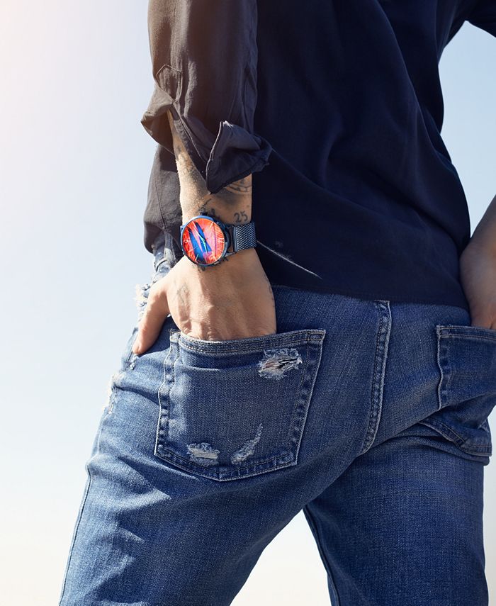 WELDER Men's Blue Stainless Steel Mesh Bracelet Watch 42mm - Macy's
