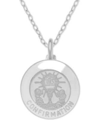 Confirmation Medallion 18" Pendant Necklace in Sterling Silver - Macy's