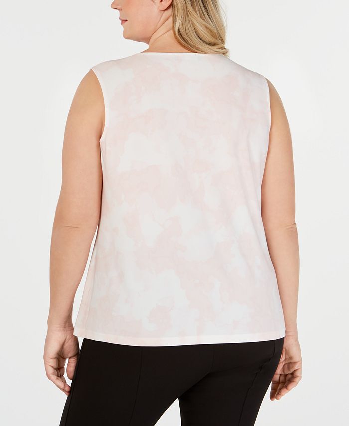 Nine West Plus Size Printed Keyhole Twist Blouse - Macy's