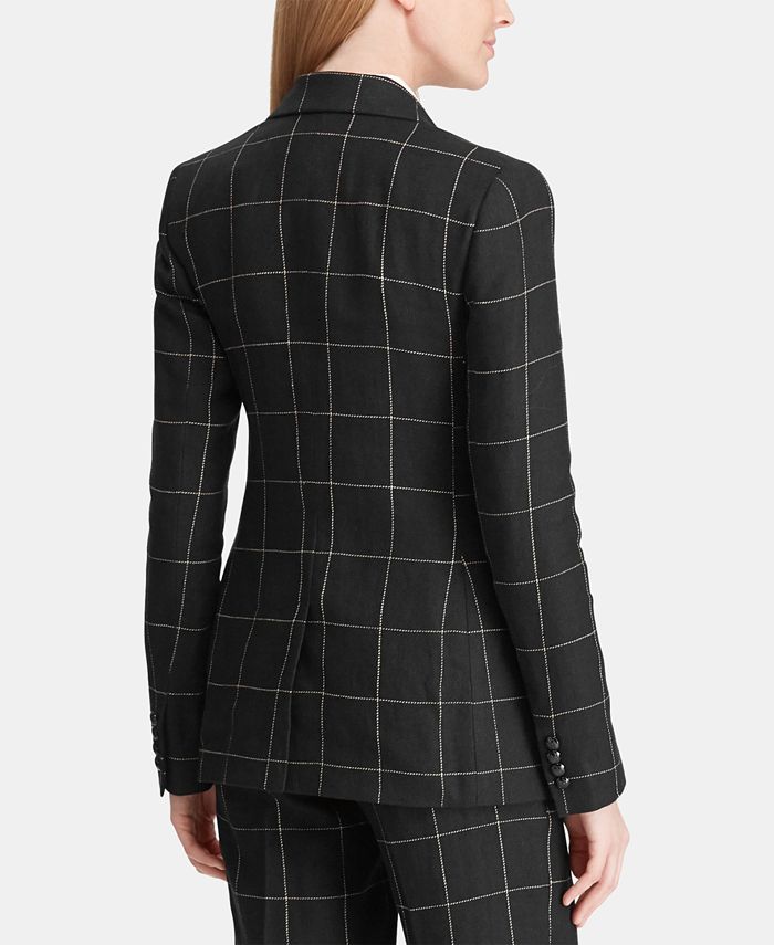 Lauren Ralph Lauren Linen Windowpane Blazer - Macy's