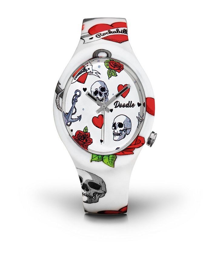 Doodle Watches Doodle Watch Hearts And Skull - Macy's