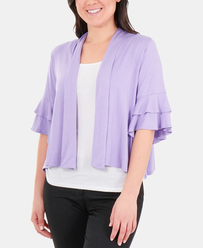 NY Collection Double-Ruffle Sleeve Shrug - Macy's