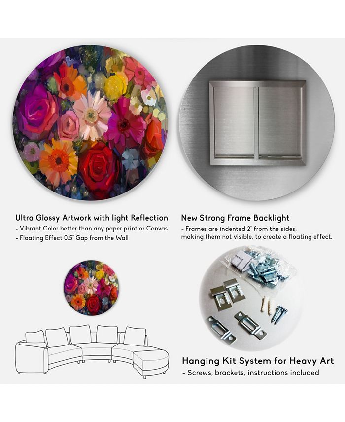 Design Art Designart ''Bouquet Of Rose Daisy And Gerbera' Disc Large ...