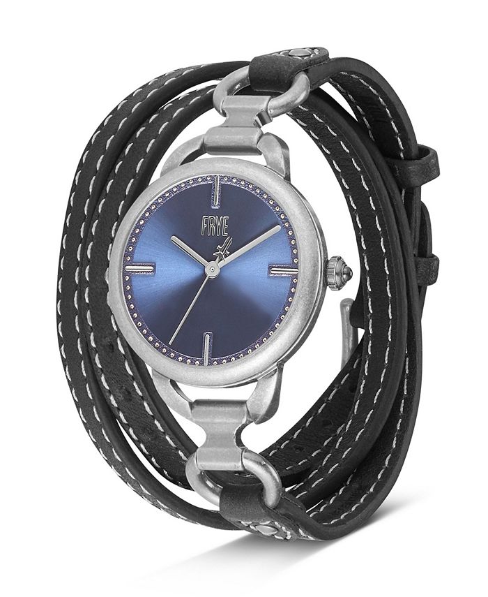 Frye Ladies' Ilana Black Leather Triple Wrap Watch - Macy's