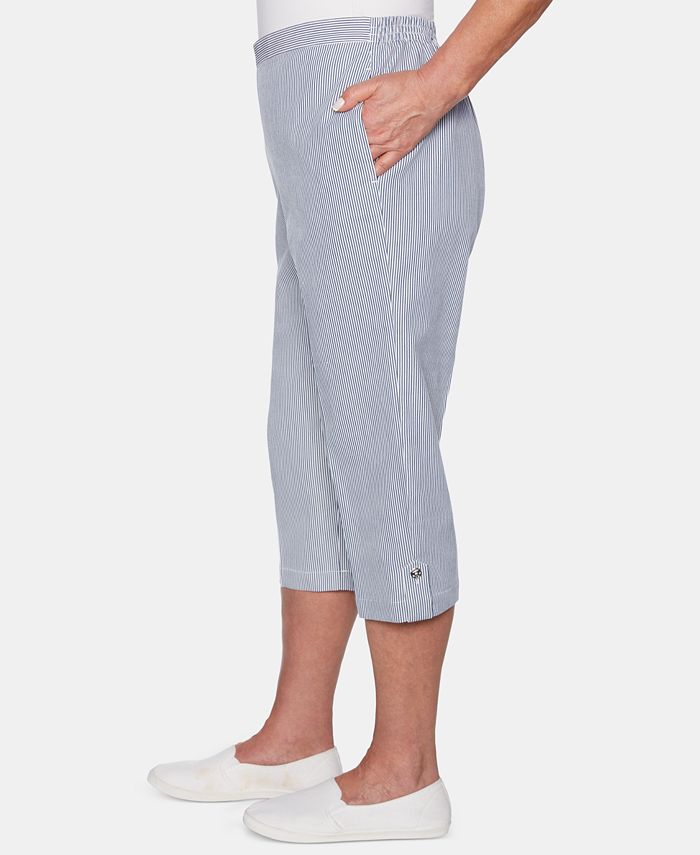 Alfred Dunner Petite Smooth Sailing Seersucker Capri Pants - Macy's