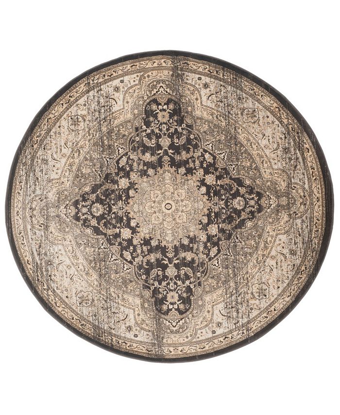 Safavieh Vintage Black and Ivory 6'7" x 6'7" Round Area Rug - Macy's