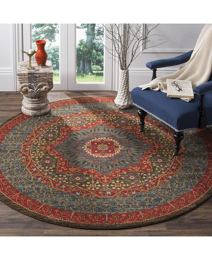 Safavieh Mahal Navy and Red 6'7" x 6'7" Round Area Rug - Macy's