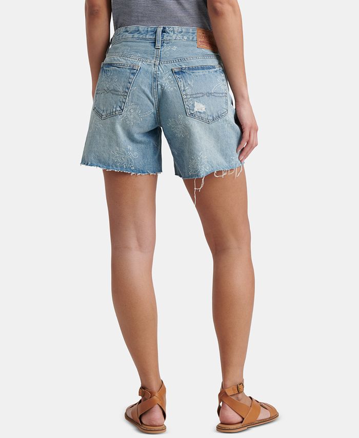 Lucky Brand Cotton Printed Distressed Boyfriend Shorts - Macy's